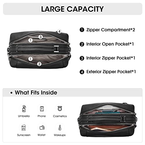 Kattee Genuine Leather Handbag Purse for Women Fashion Ladies Designer Shoulder Bag Mini Size Adjustable Straps