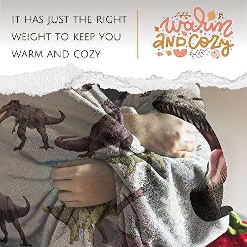 Dinosaur Blanket for Boys,Jurassic World Adults Dino Blanket,Soft Cozy Warm Throw Fleece Blanket for Couch Sofa Bed (Dinosaurs White, 60" L x 50" W)