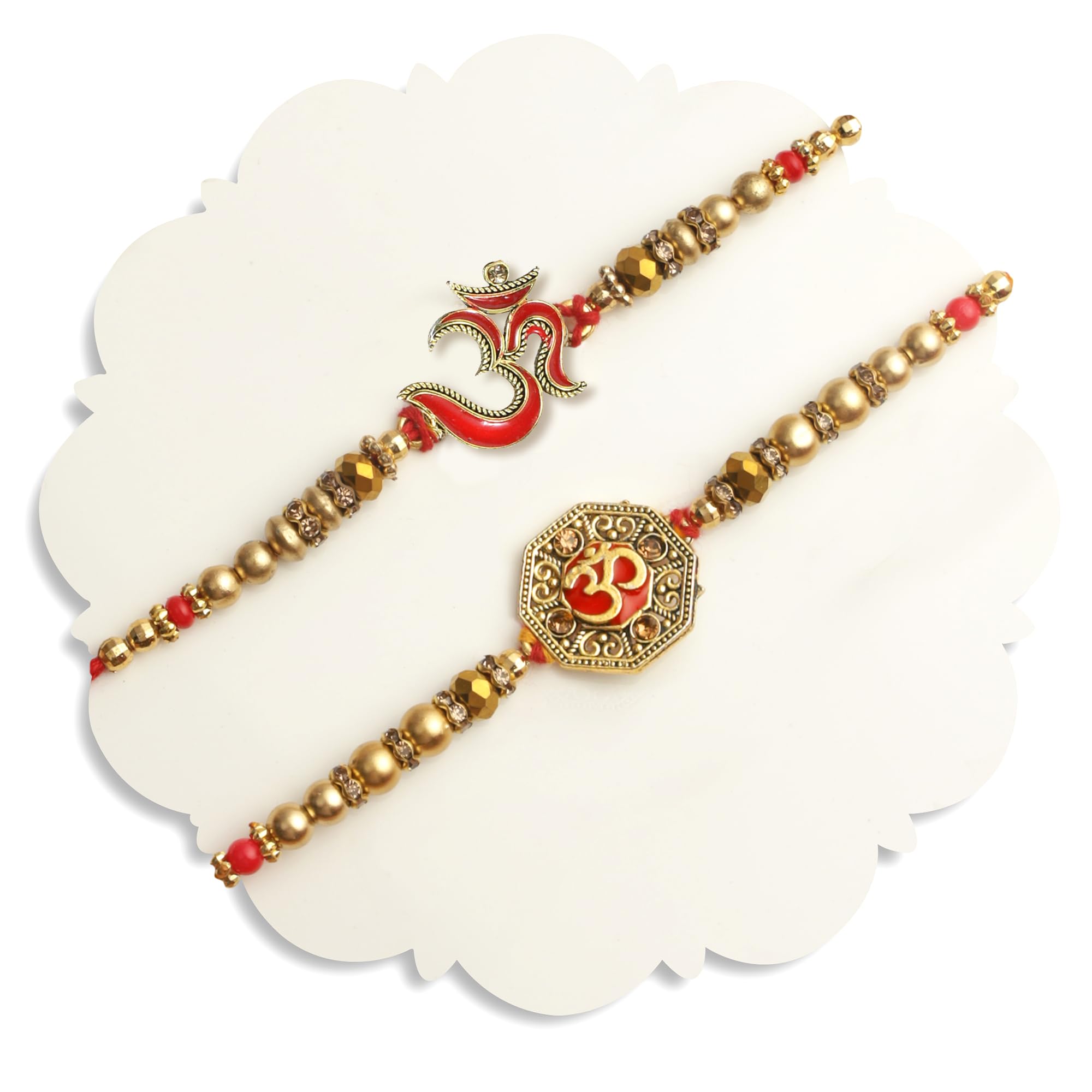TIED RIBBONS Set of 2 Bhai Dooj Rakhi for Brother Rakhi for Bhaiya | Wishes Card | Tikka Bhai Dooj - Raksha Bandhan Rakhi Bracelet for Brother | Bhai Rakhi 2 Set | Bhai Dooj Roli Rakhi Set for Brother