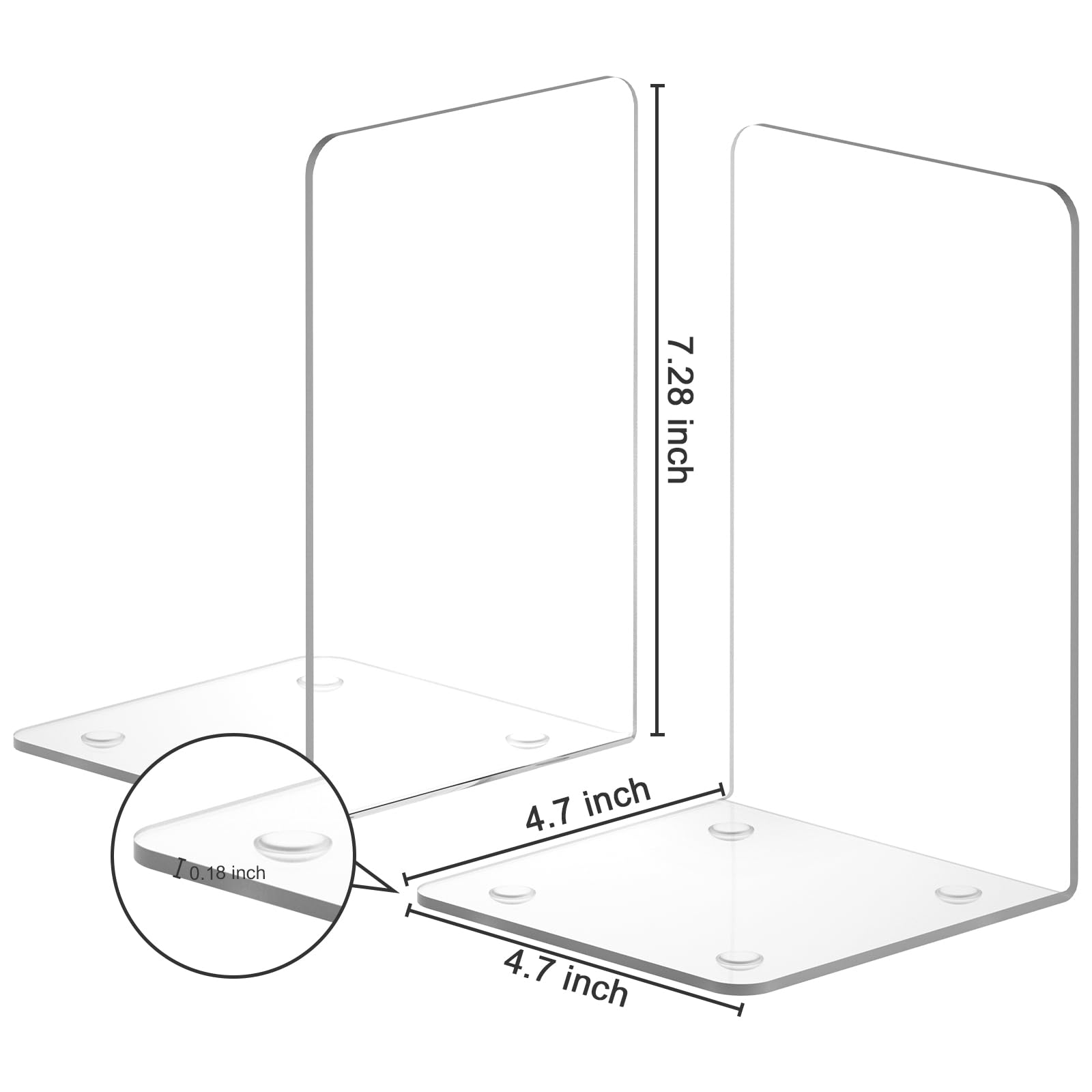 Bookend, DRLIFE Clear Acrylic Bookends for Shelves, Book End, Book Stopper for Heavy Duty Books, CDs, Video Games (1 Pair/2 Pieces)
