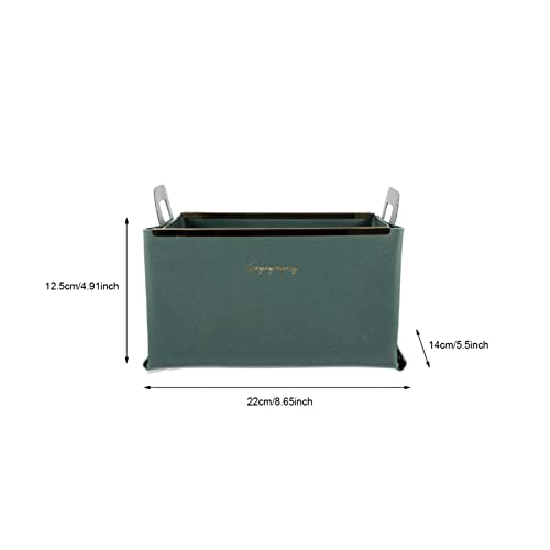 Cabilock Foldable Leather Storage Basket Desktop Sundries Box Cosmetics Storage Bin Vanity Tray Snack Case Vegetable Basket for Organizing Shelf Closet Cabinet Green