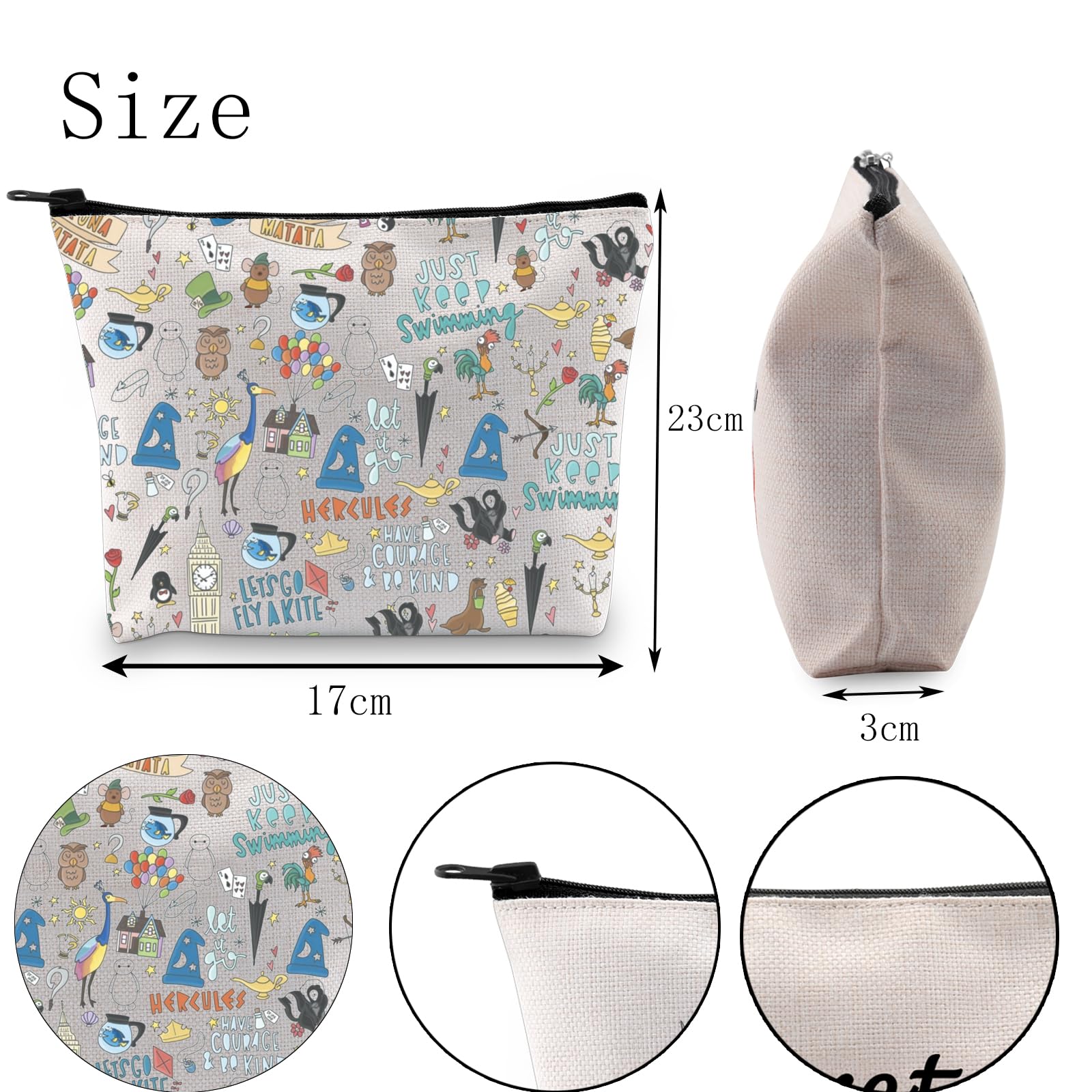 POFULL Magic Kingdom Gift Movie Characters Collage Cosmetic Bag Fairy Tales Gift for Women (Characters Collage Cosmetic Bag)