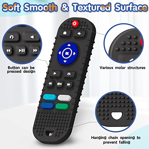 Mgtfbg 2-Pack Silicone TV Remote Control & Gaming Handle Teething Toys for Babies 6-18 Months, Boys Girls Baby Molar Teether Chew Toys Set Gift(Black)
