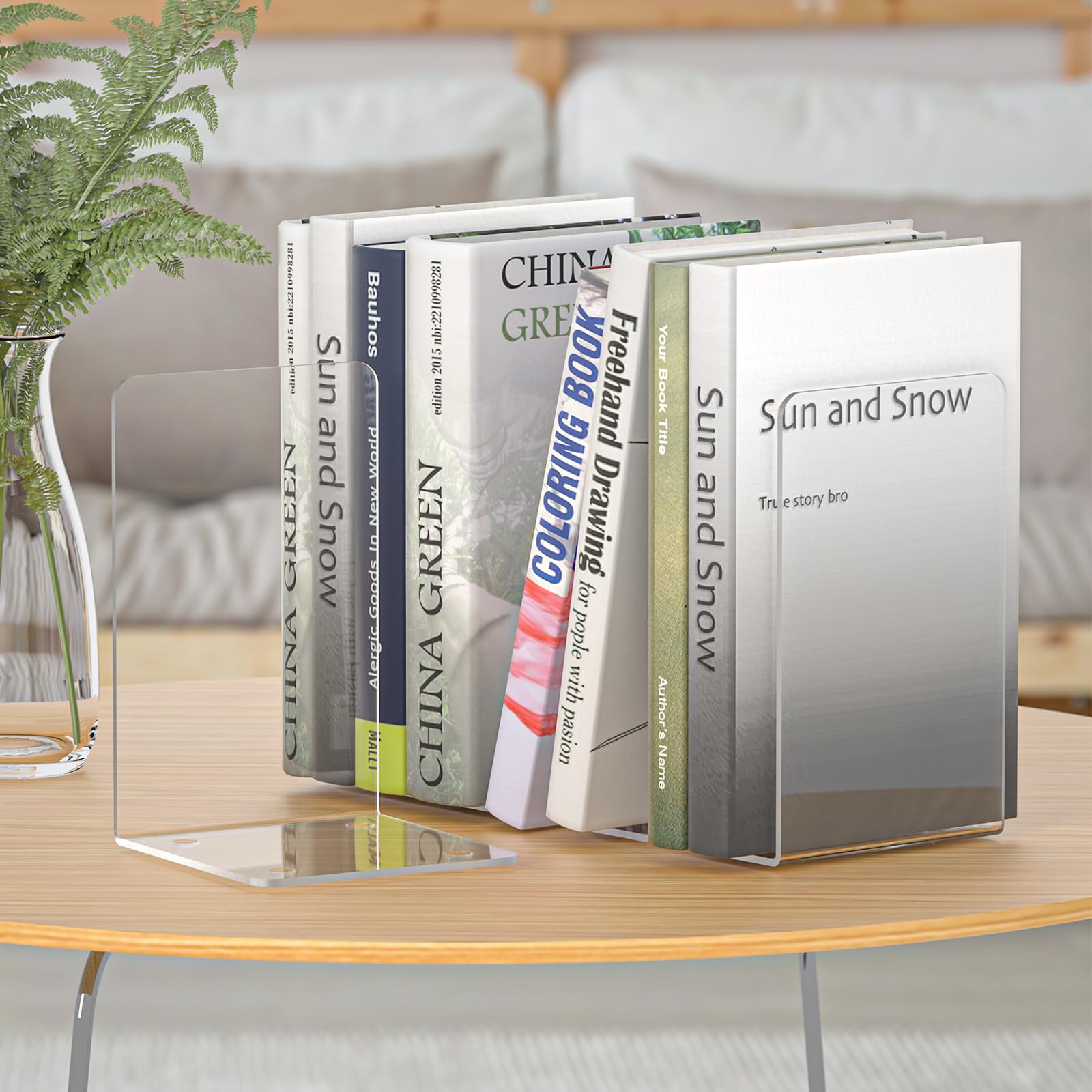 Bookend, DRLIFE Clear Acrylic Bookends for Shelves, Book End, Book Stopper for Heavy Duty Books, CDs, Video Games (1 Pair/2 Pieces)