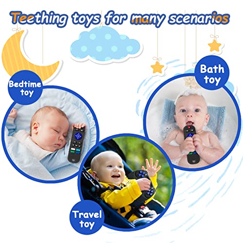 Mgtfbg 2-Pack Silicone TV Remote Control & Gaming Handle Teething Toys for Babies 6-18 Months, Boys Girls Baby Molar Teether Chew Toys Set Gift(Black)