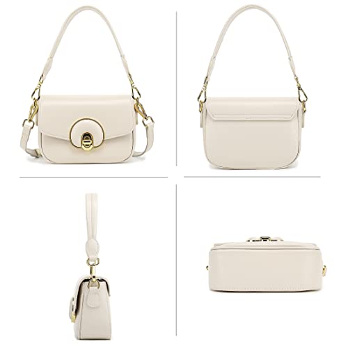 LL LOPPOP Small Stylish Designer Purses Crossbody Bags, Mini Shoulder and Evening Bag for Women with Wide Strap 204102 White