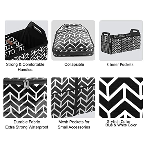 HXR Car Boot Bags 2 Pcs Car Storage Box Auto Supplies Car Trunk Storage Box Foldable Organizer Car Boot Bags (Color : Black)