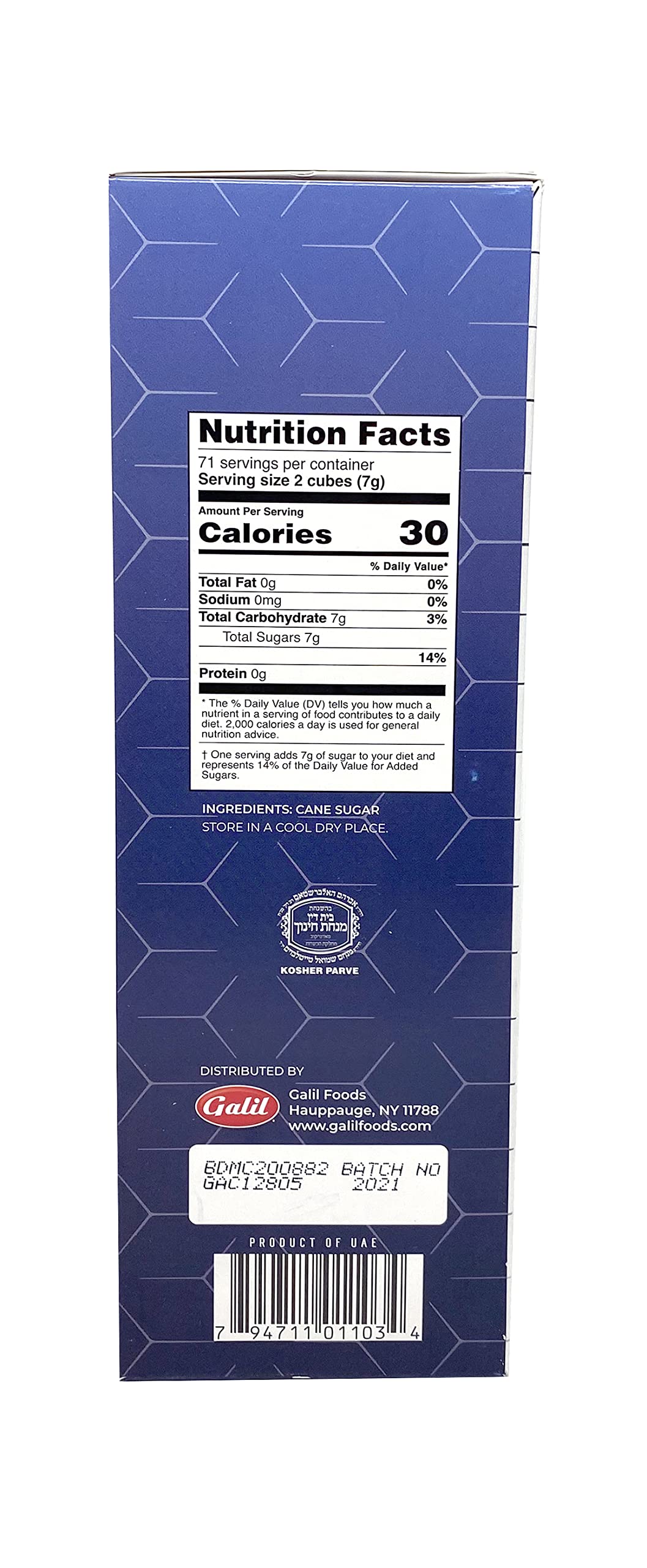 Shams Kosher Sugar Cubes β White Pure Cane Sugar Cubes, Non-GMO, Vegan, Certified Kosher - Individually Wrapped Sugar Cubes for Coffee, Cocktails, Tea 17.6 Ounce
