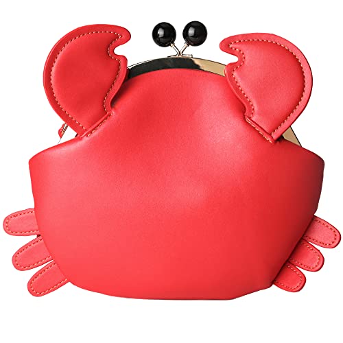 PTShadow Crab Shape Crossbody Shoulder Bag,Pu Leather Animal Purse for Women(Red)