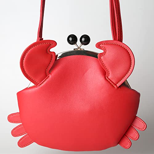 PTShadow Crab Shape Crossbody Shoulder Bag,Pu Leather Animal Purse for Women(Red)