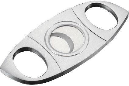 Guillotine Cigar Cutter - Double Blade Cigar Clipper - Stainless Steel Dual Bladed Cutter with Metal Finish - Ultra-Sharp Straight Cut - Portable Large Gauge Black Plastic Cutters (3 Pack)