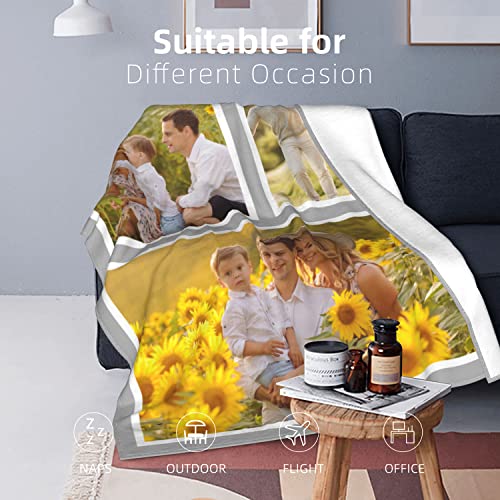 Custom Blanket with Photos-Customized Picture Blanket Flannel Throw Soft Blanket for Adult Kid Best Friend Birthday Gift(3 Photos-Style 1,50"x60")