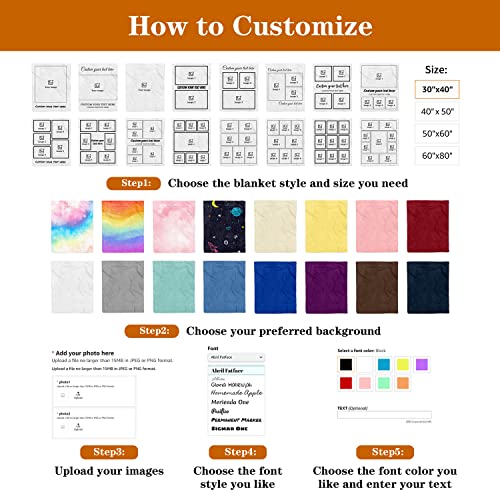 Custom Blanket with Photos-Customized Picture Blanket Flannel Throw Soft Blanket for Adult Kid Best Friend Birthday Gift(3 Photos-Style 1,50"x60")