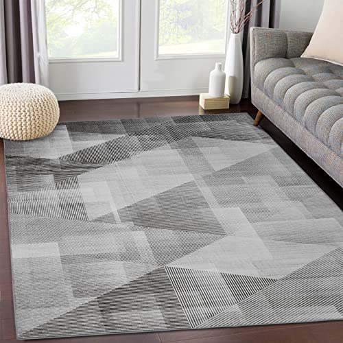 Fashionwu Small Area Rug 2x3 Rug Geometric Modern Accent Rug Non-Shedding Washable Rug Grey Throw Rug Kitchen Mat Soft Bathroom Rug Non-Slip Entryway Entry Rug Small Area Rug, Gray