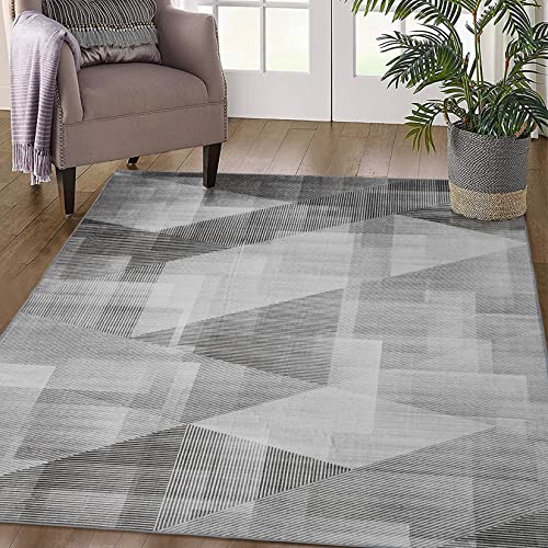 Fashionwu Small Area Rug 2x3 Rug Geometric Modern Accent Rug Non-Shedding Washable Rug Grey Throw Rug Kitchen Mat Soft Bathroom Rug Non-Slip Entryway Entry Rug Small Area Rug, Gray