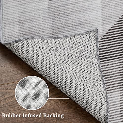 Fashionwu Small Area Rug 2x3 Rug Geometric Modern Accent Rug Non-Shedding Washable Rug Grey Throw Rug Kitchen Mat Soft Bathroom Rug Non-Slip Entryway Entry Rug Small Area Rug, Gray