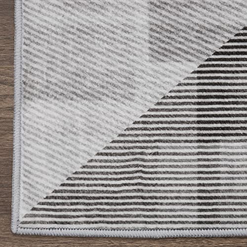 Fashionwu Small Area Rug 2x3 Rug Geometric Modern Accent Rug Non-Shedding Washable Rug Grey Throw Rug Kitchen Mat Soft Bathroom Rug Non-Slip Entryway Entry Rug Small Area Rug, Gray