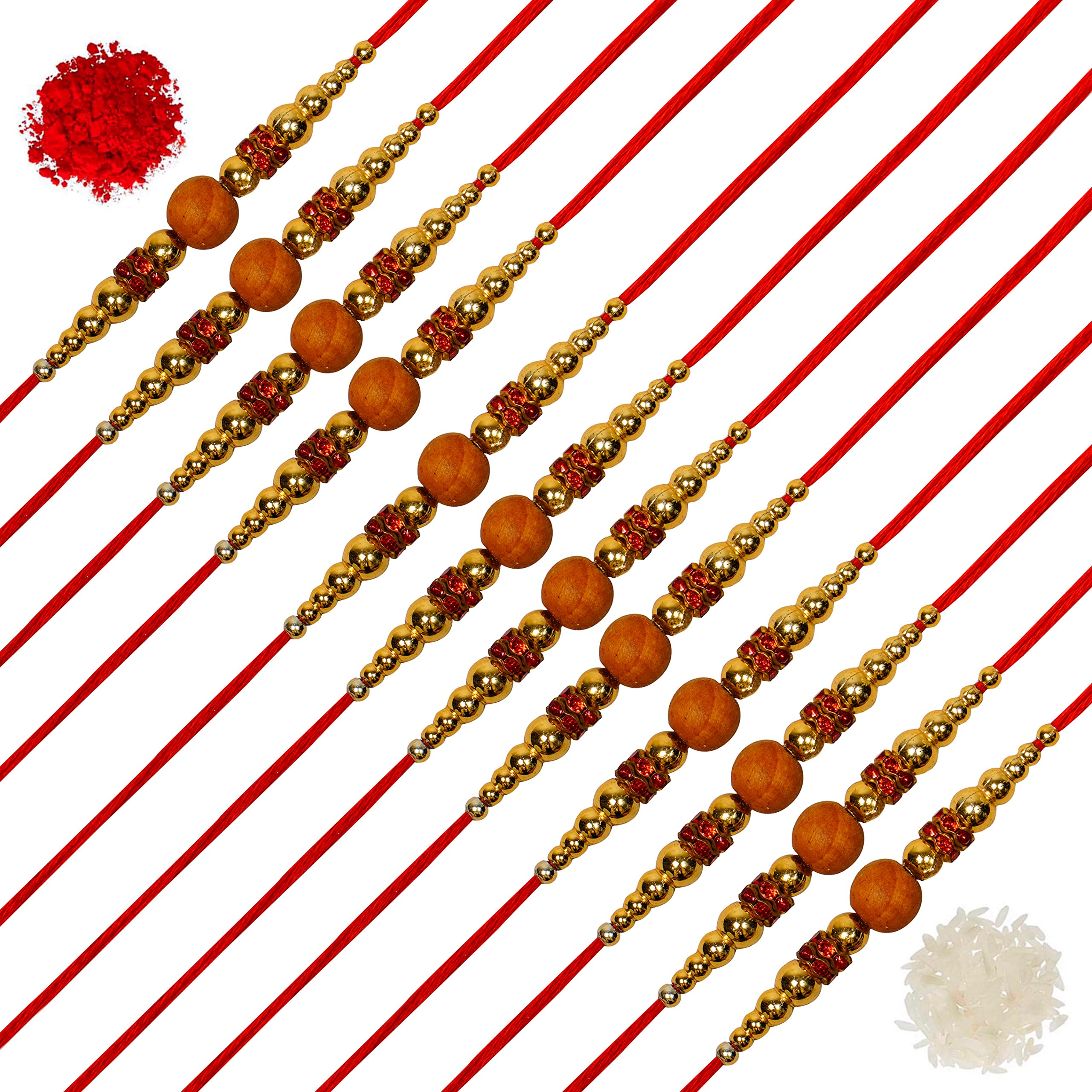 Rakhi for Brother / bracelet Set of 12 Designer Raksha bandhan Rudraksha Indian Gift Mela 402, Multicolor