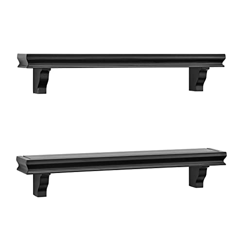 Danya B. Decorative 24" Floating Wall DĂ©cor Display Ledge Shelves â (Set of 2) (Black)