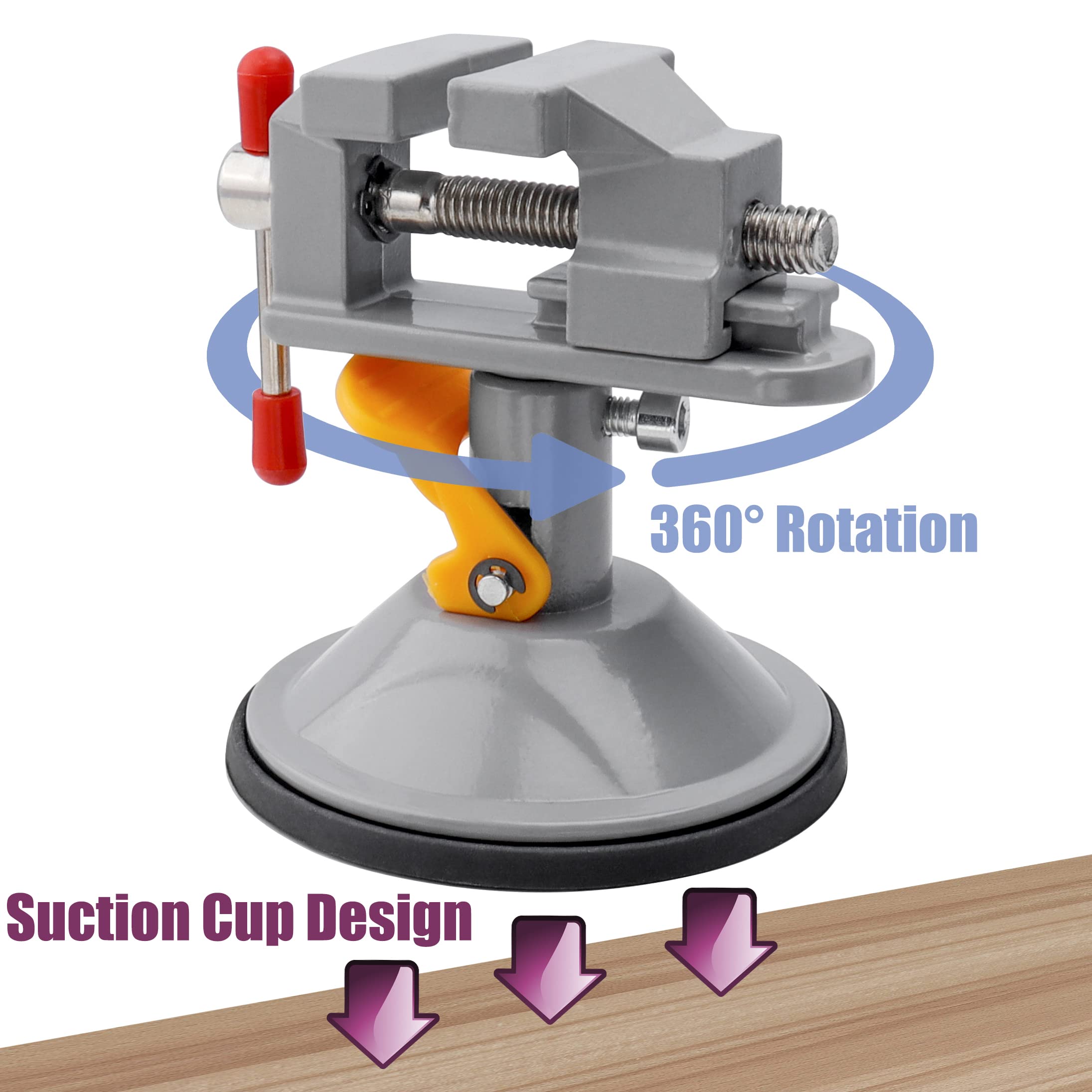 Yakamoz Mini Bench Vise 360 Degree Suction Vise Small Table Vice Clamp Workbench Vise for Jewelry Making DIY Wood Craft Carving Breads Drilling Bed Tool