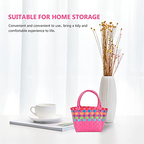 Cabilock Wicker Storage Basket Hand Woven Storage plastic shopping bag plastic baskets containers women beach bag Basket Beach Woven Baskets