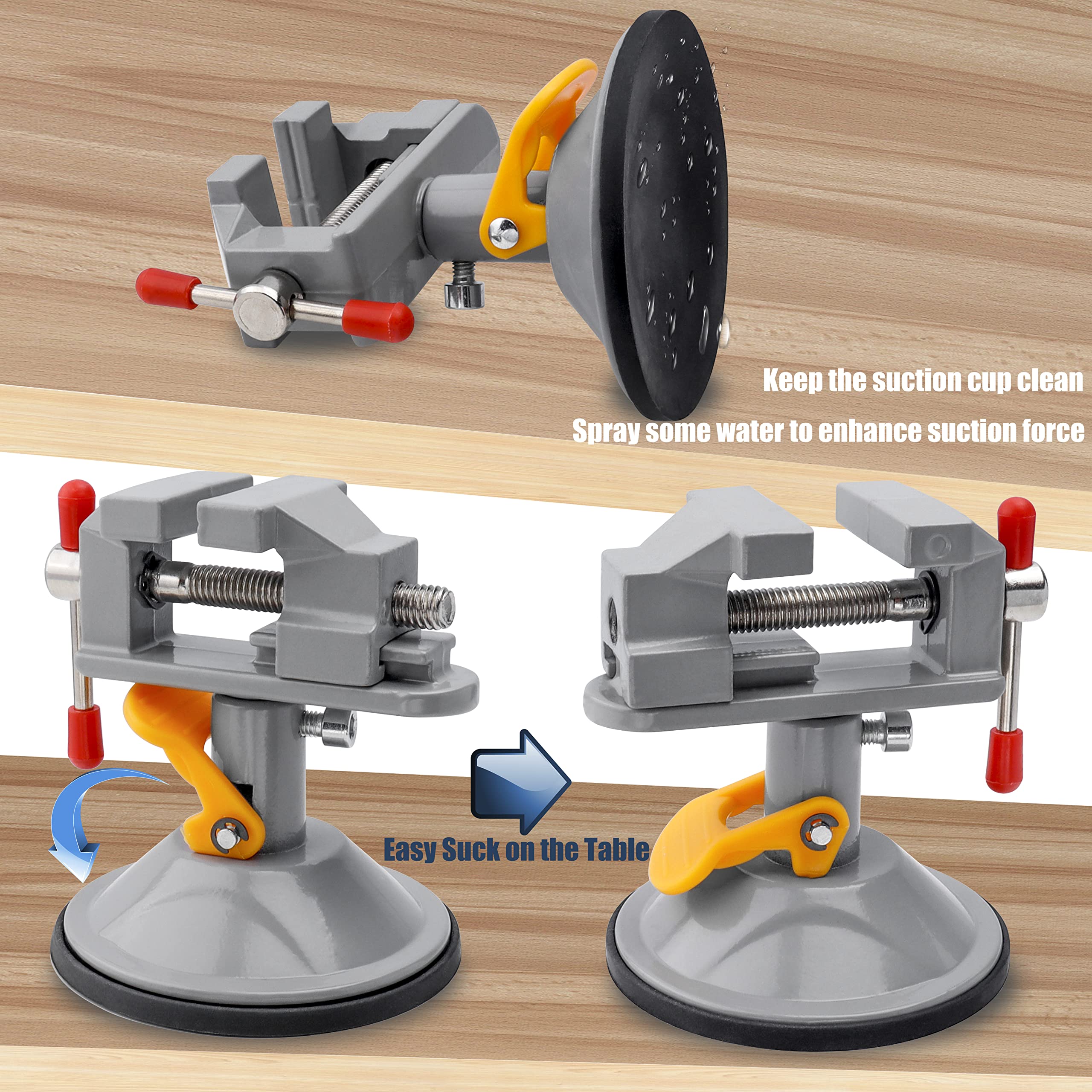 Yakamoz Mini Bench Vise 360 Degree Suction Vise Small Table Vice Clamp Workbench Vise for Jewelry Making DIY Wood Craft Carving Breads Drilling Bed Tool