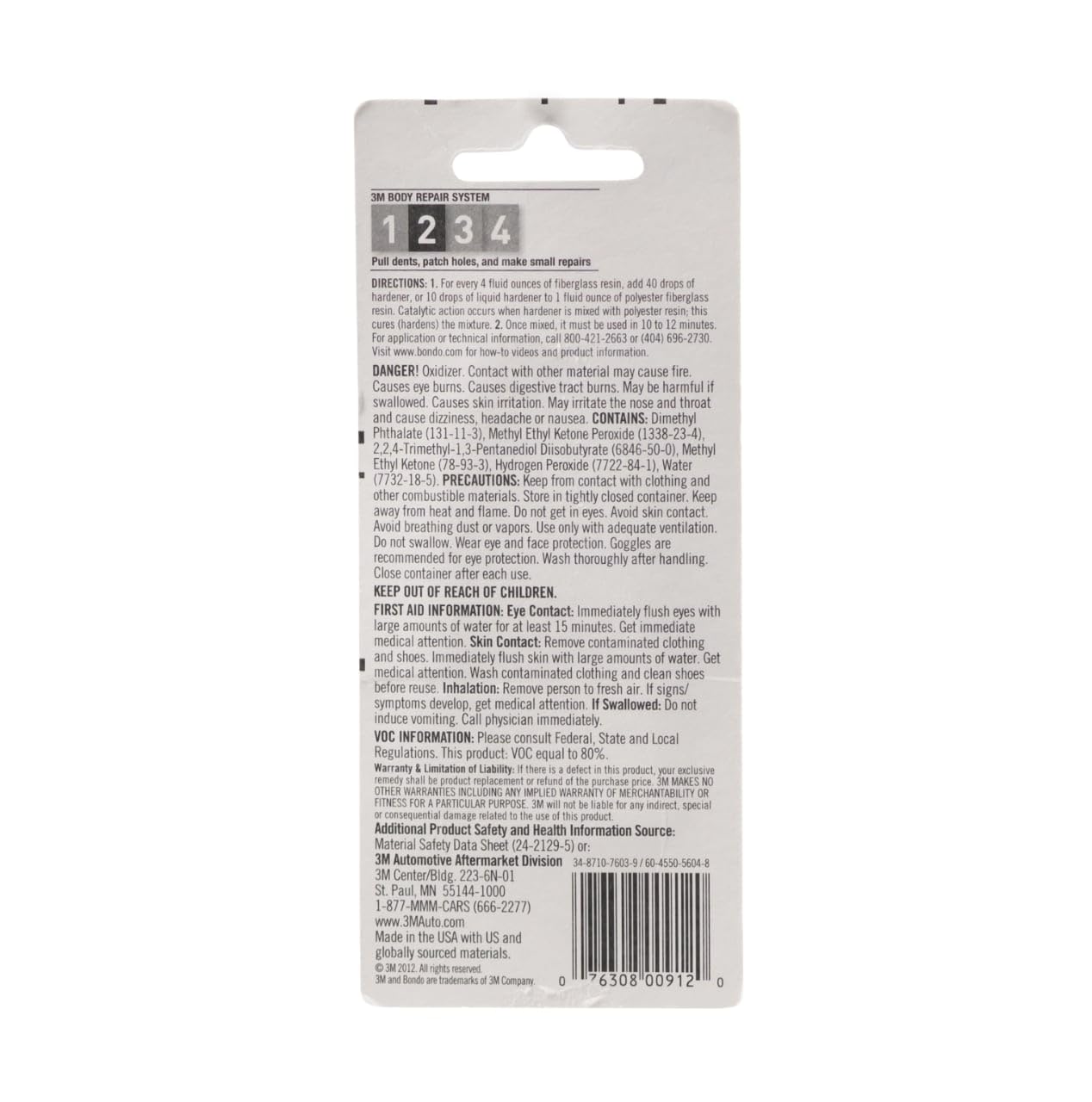 Bondo Liquid Hardener, 00912, .37 oz