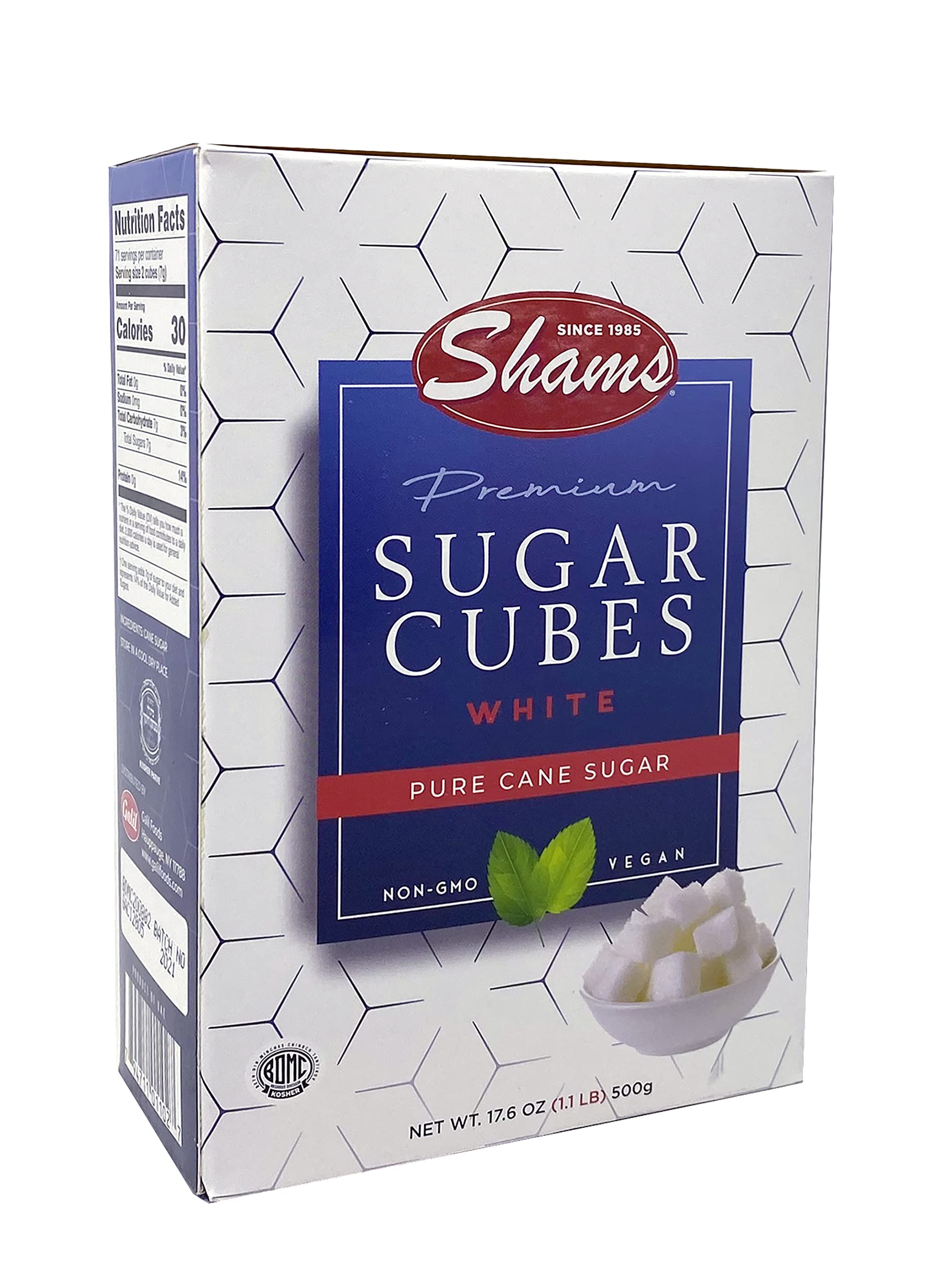 Shams Kosher Sugar Cubes â White Pure Cane Sugar Cubes, Non-GMO, Vegan, Certified Kosher, Sugar Cubes for Coffee, Cocktails, Tea 17.6 Ounce