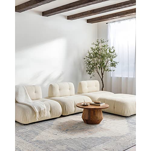 SURYA Becki Owens x Luca Medallion Area Rug, 5'3" x 7', Pewter