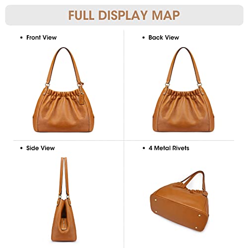 Kattee Soft Women Genuine Leather Hobo Totes Purses and Handbags Satchel Top Handle Shoulder Bags (Brown)
