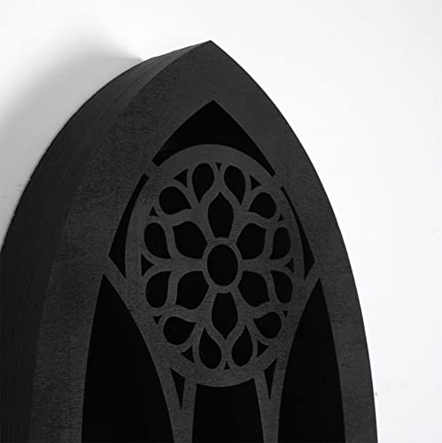 COUNTOOZQ Floating Shelves for Wall Mounted Wall Boho Hanging Gothic Decoration Old Church Window Crystal Wall Shelf Creative Decorative Fairytale Black Cabinet for Living Room