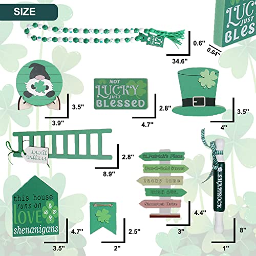 ๐ฆ๐ง ๐ฃ๐ฎ๐๐ฟ๐ถ๐ฐ๐ธ๐ ๐๐๐ฒ Decorations, St.Patrick's Day Tiered Tray Decor, St Patricks Day Accessories Bundle Decor with Lucky Shamrock, Gnomes, Bead Garland, Leprechaun's Hat (Tray Not Included)