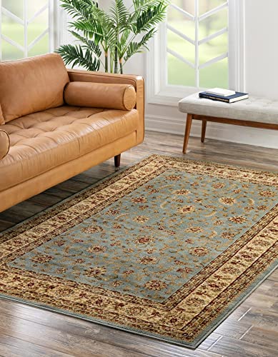 Rugs.com Aditi Collection Rug β 6' x 9' Light Blue Low Rug Perfect for Living Rooms, Large Dining Rooms, Open Floorplans