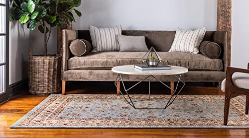 Rugs.com Aditi Collection Rug β 6' x 9' Light Blue Low Rug Perfect for Living Rooms, Large Dining Rooms, Open Floorplans