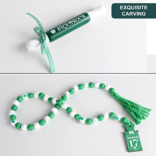 ๐ฆ๐ง ๐ฃ๐ฎ๐๐ฟ๐ถ๐ฐ๐ธ๐ ๐๐๐ฒ Decorations, St.Patrick's Day Tiered Tray Decor, St Patricks Day Accessories Bundle Decor with Lucky Shamrock, Gnomes, Bead Garland, Leprechaun's Hat (Tray Not Included)