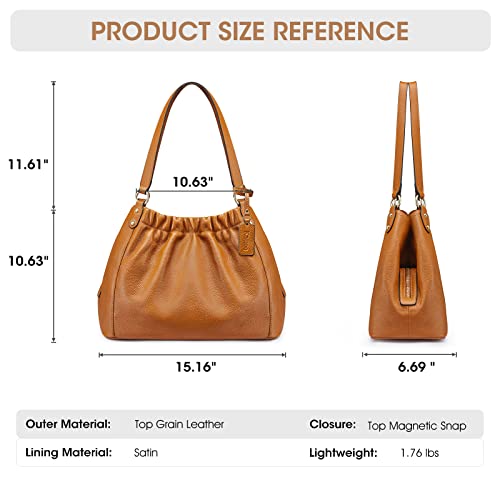 Kattee Soft Women Genuine Leather Hobo Totes Purses and Handbags Satchel Top Handle Shoulder Bags (Brown)