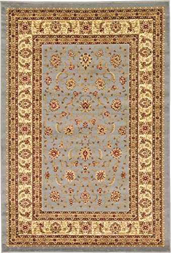 Rugs.com Aditi Collection Rug β 6' x 9' Light Blue Low Rug Perfect for Living Rooms, Large Dining Rooms, Open Floorplans