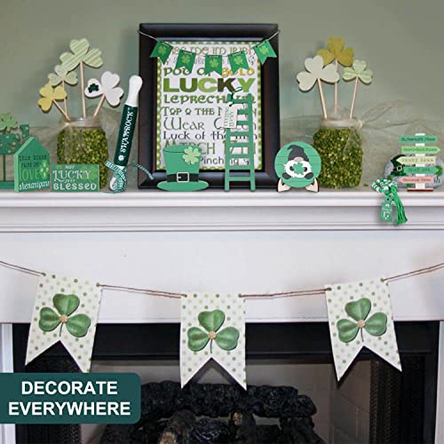 ๐ฆ๐ง ๐ฃ๐ฎ๐๐ฟ๐ถ๐ฐ๐ธ๐ ๐๐๐ฒ Decorations, St.Patrick's Day Tiered Tray Decor, St Patricks Day Accessories Bundle Decor with Lucky Shamrock, Gnomes, Bead Garland, Leprechaun's Hat (Tray Not Included)