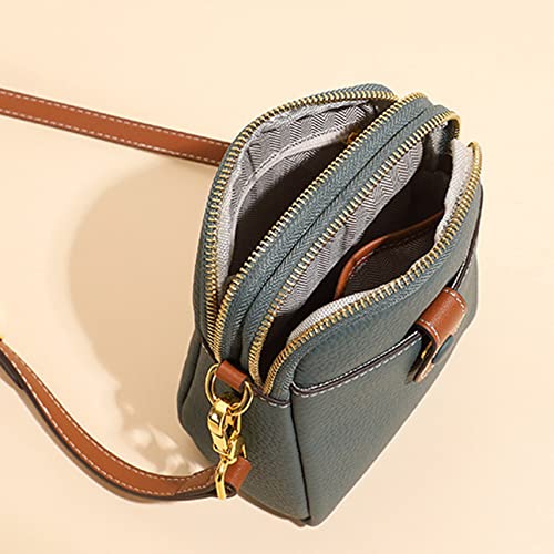 EXSIAR Leather Small Crossbody Cell Phone Purse for Women Designer Retro Zipper Purses Mini Wallet Bag with Credit Card Slots