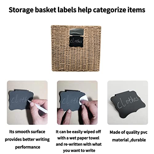 Foldable Wicker Storage Basket,Baskets for Shelves With Labels,3-Pack Pantry Baskets、Wicker Basket、Seagrass Baskets
