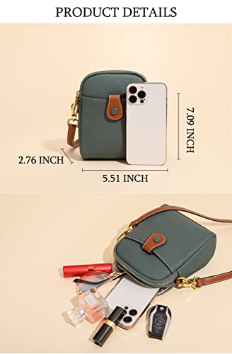 EXSIAR Leather Small Crossbody Cell Phone Purse for Women Designer Retro Zipper Purses Mini Wallet Bag with Credit Card Slots