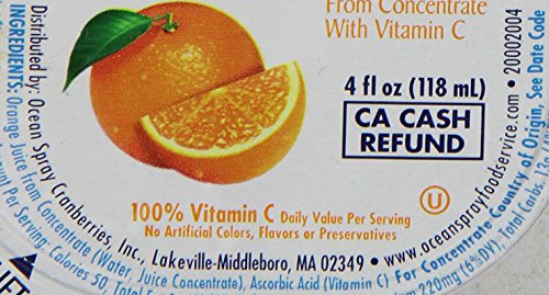 Ocean Spray 100% Orange Juice, 4 Fl Ounce Cup (Pack of 48)