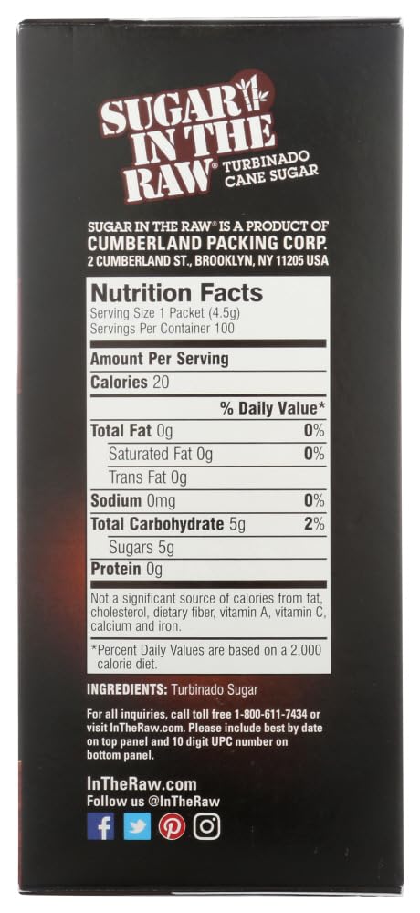 Sugar In The Raw, Packets, 100 ct (Pack of 2)