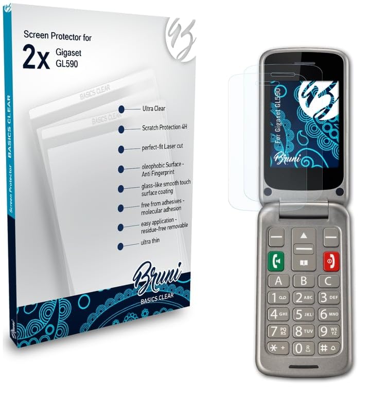 Bruni Screen Protector compatible with Gigaset GL590 Protector Film, crystal clear Protective Film (2X)