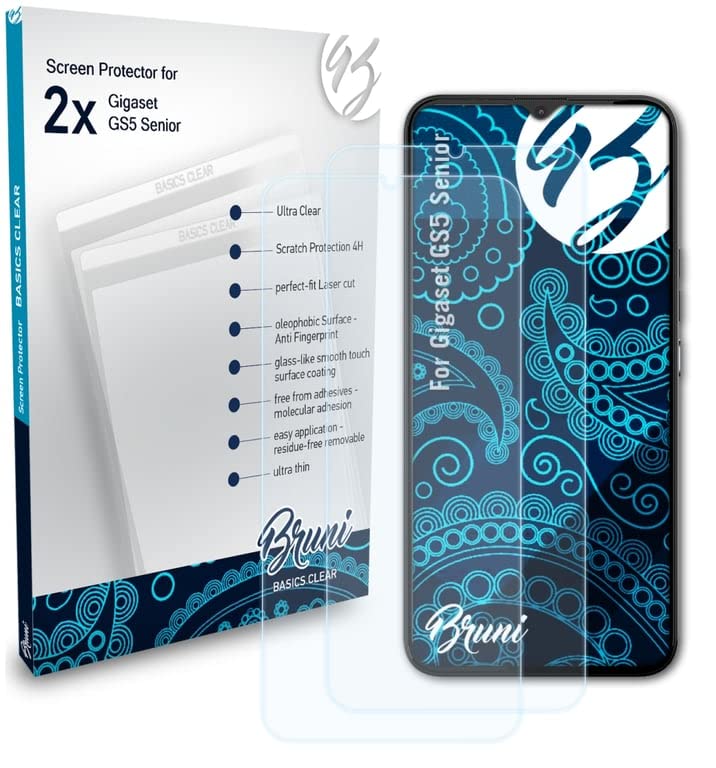 Bruni Screen Protector compatible with Gigaset GS5 Senior Protector Film, crystal clear Protective Film (2X)
