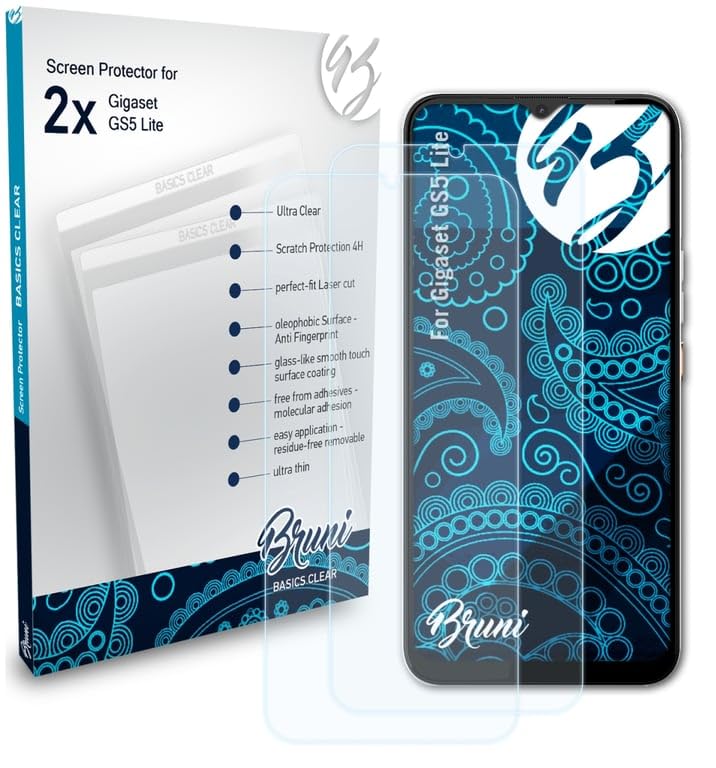 Bruni Screen Protector compatible with Gigaset GS5 Lite Protector Film, crystal clear Protective Film (2X)
