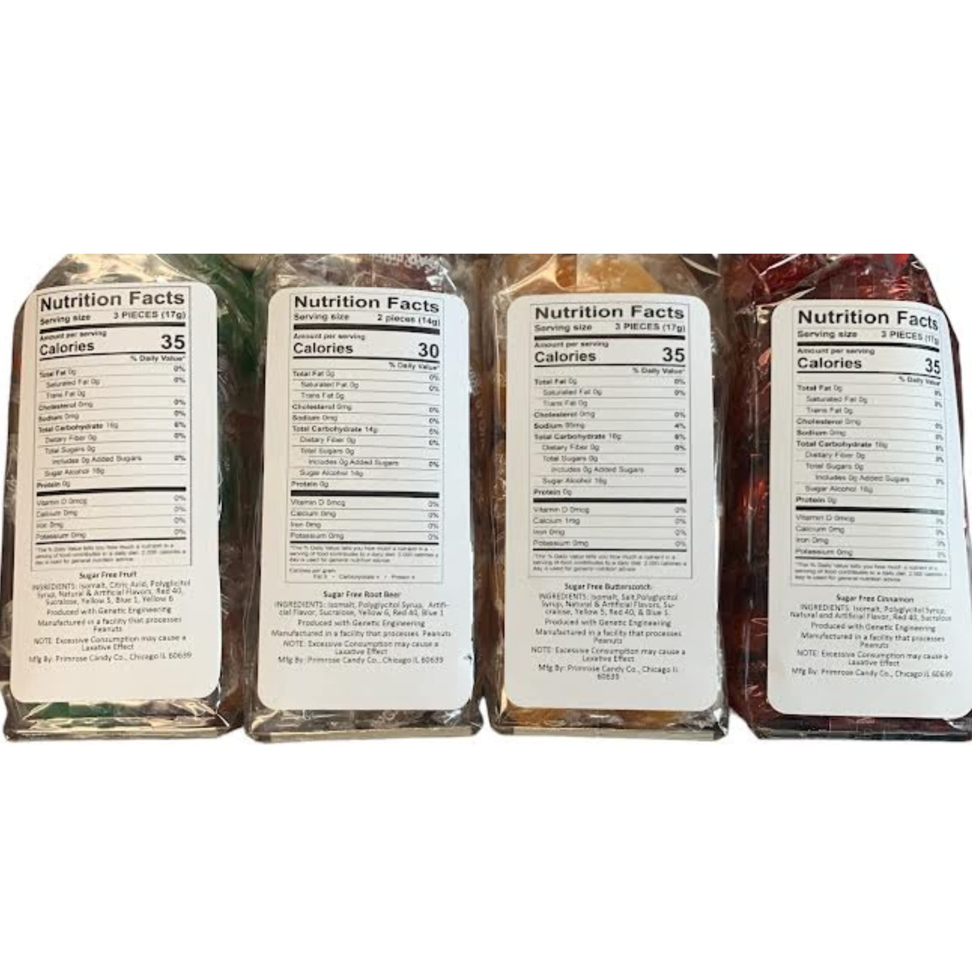 Sugar Free Candy Variety Gift Box – Sugar Free Hard Candy Bulk Candy Individually Wrapped 4 Assorted Flavor Bags