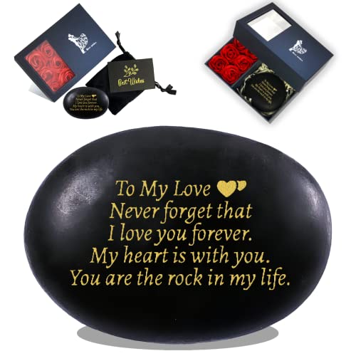 Anniversary Wedding Gifts for Him Her Boyfriend Girlfriend Husband Wife, Unique Engraved Rock Gifts with Romantic Words, Couples Gifts for Wedding Birthday
