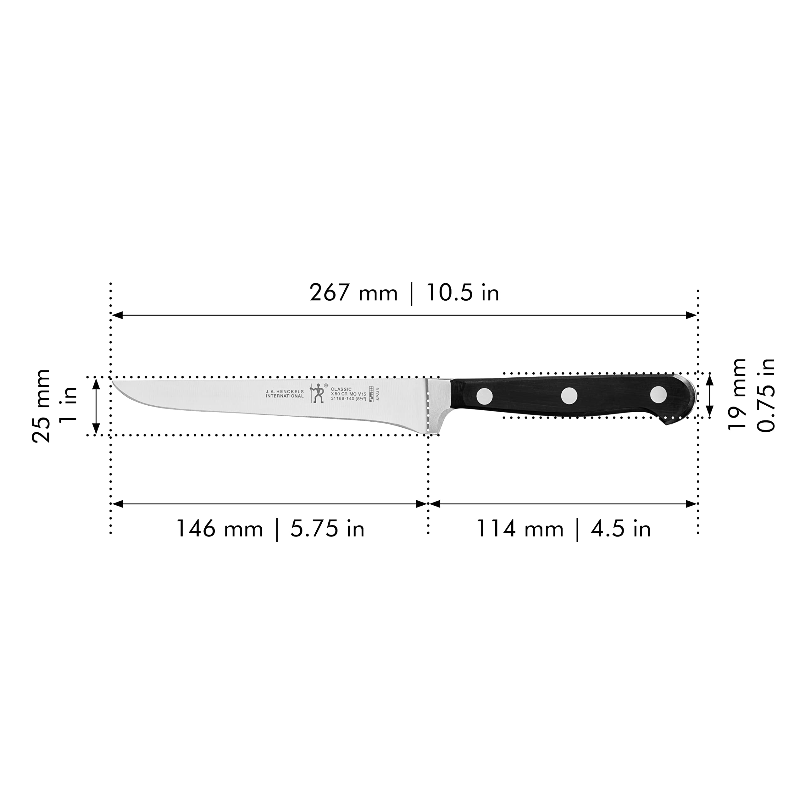 HENCKELS Classic Razor-Sharp 5.5-inch Boning Knife, German Engineered Informed by 100+ Years of Mastery