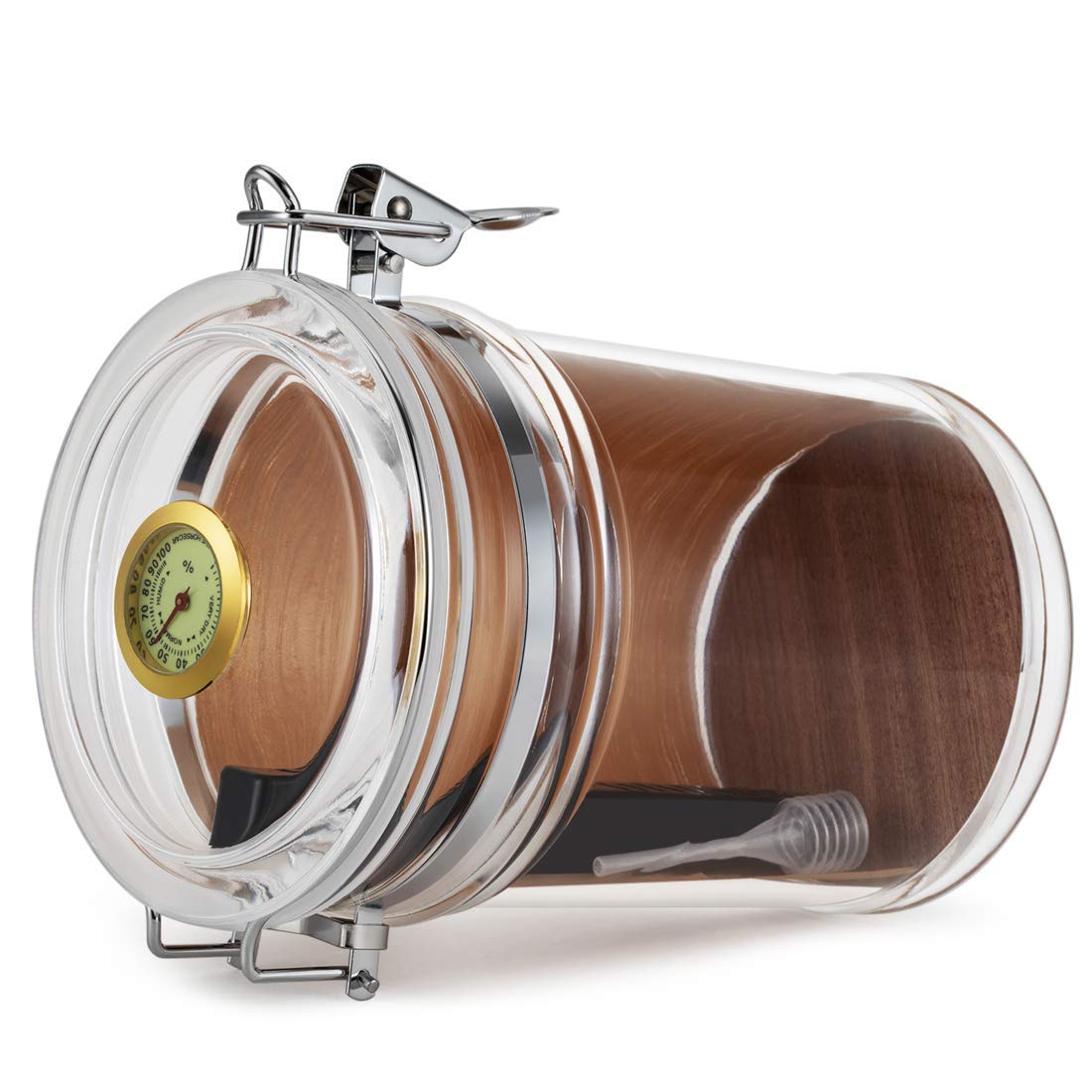 XIFEI Acrylic Humidor Jar with Humidifier and Hygrometer,humidor That can Hold About 18 Cigars (Clear)